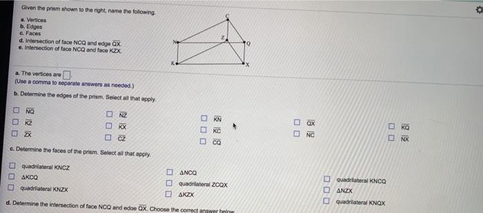 Solved Given the prism shown to the right, name the | Chegg.com