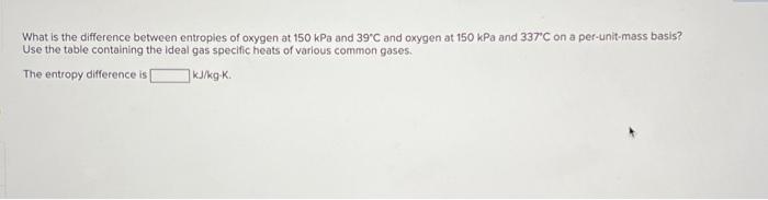 Solved What is the difference between entropies of oxygen at | Chegg.com
