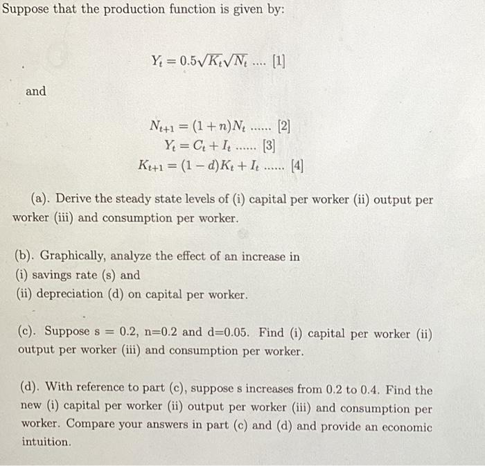 Solved Suppose that the production function is given by: and | Chegg.com