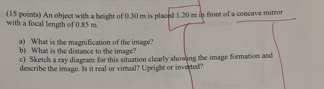 Solved (15 ﻿points) ﻿An object with a height of 0.30m ﻿is | Chegg.com