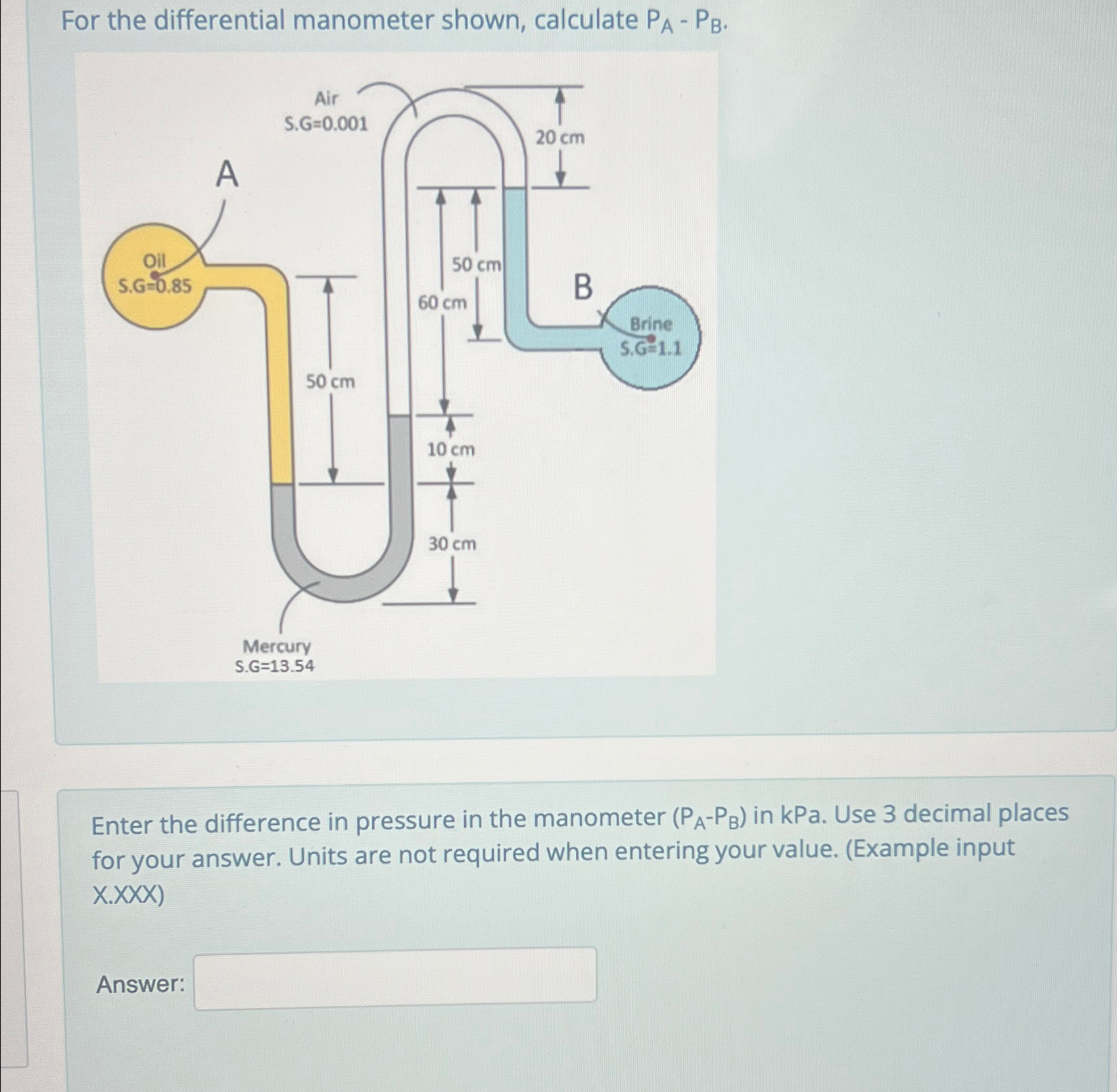 For the differential manometer shown. calculate | Chegg.com