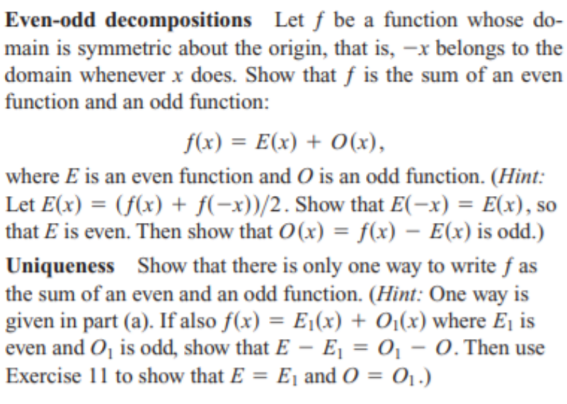 Solved Even-odd decompositions Let f ﻿be a function whose | Chegg.com