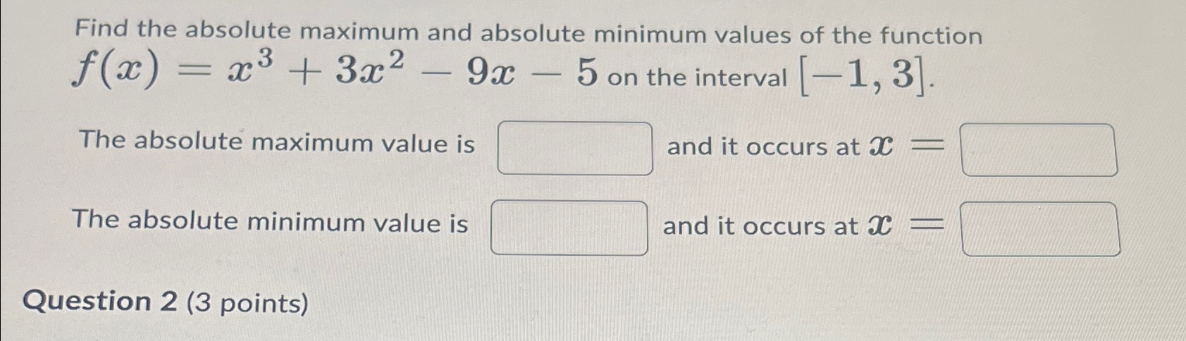 Solved Find the absolute maximum and absolute minimum values | Chegg.com