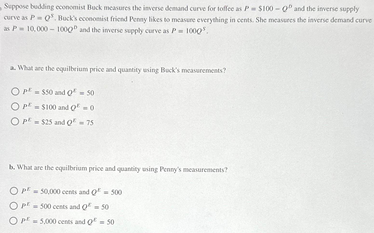 Solved Suppose budding economist Buck measures the inverse | Chegg.com
