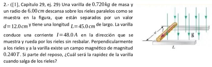 Solved 2.- ([1], Capítulo 29, ej. 29) Una varilla de 0.720 | Chegg.com