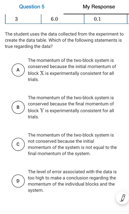 Solved Question 5 My Response Block X Block Y A student | Chegg.com