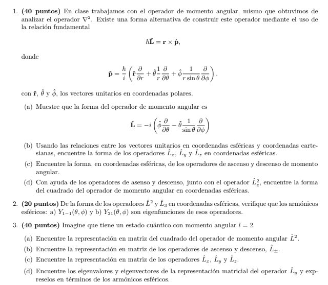 Solved 1.-In ﻿class we ﻿worked with the angular momentum | Chegg.com