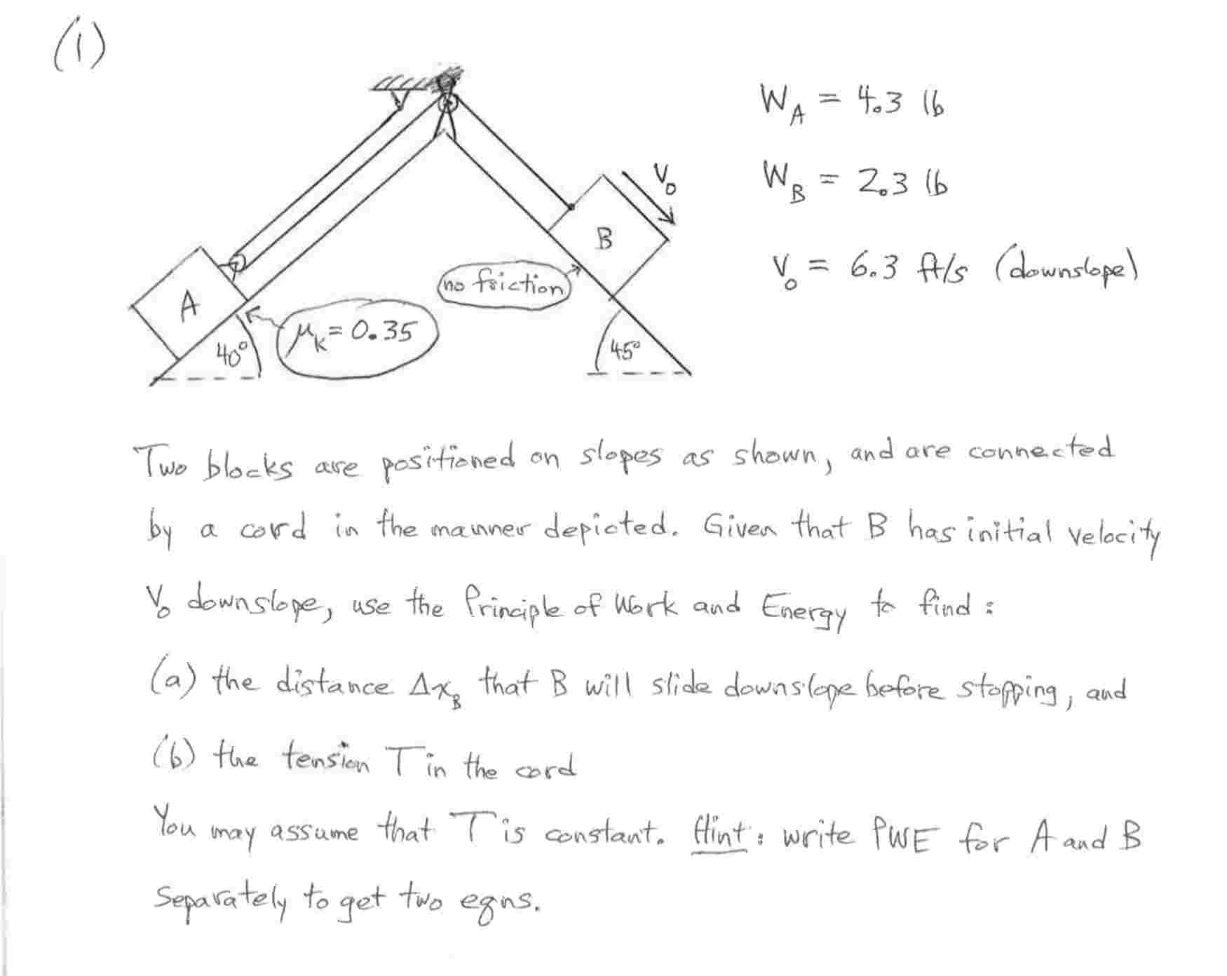 Solved Two blocks are positioned on ﻿slopes as ﻿shown, and | Chegg.com