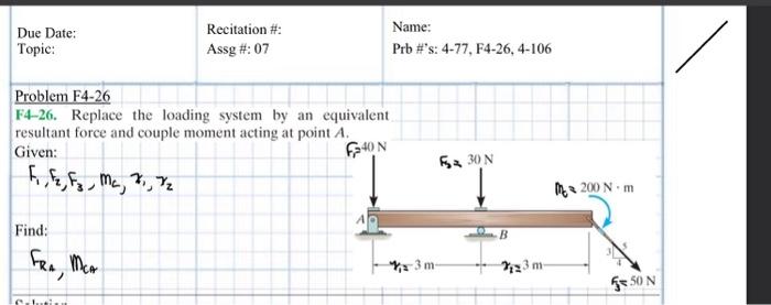 Solved Problem F4-26 F4-26. Replace the loading system by an | Chegg.com