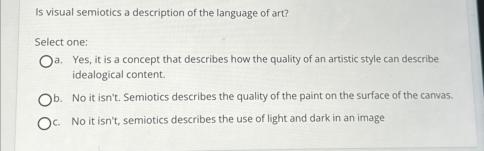 Solved Is visual semiotics a description of the language of | Chegg.com