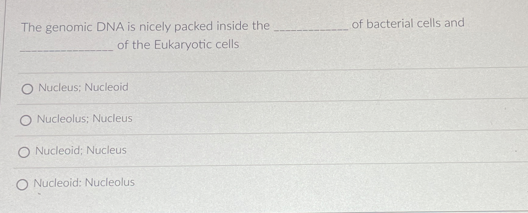 Solved The genomic DNA is nicely packed inside the of | Chegg.com