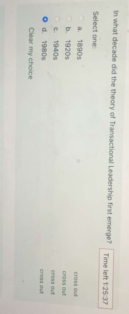 Solved In what decade did the theory of Transactional | Chegg.com