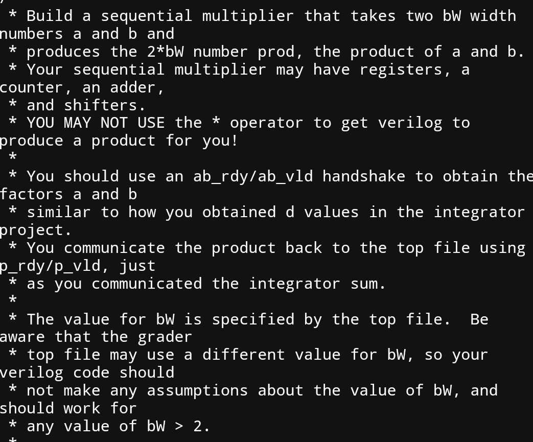 * Build a sequential multiplier that takes two bW | Chegg.com