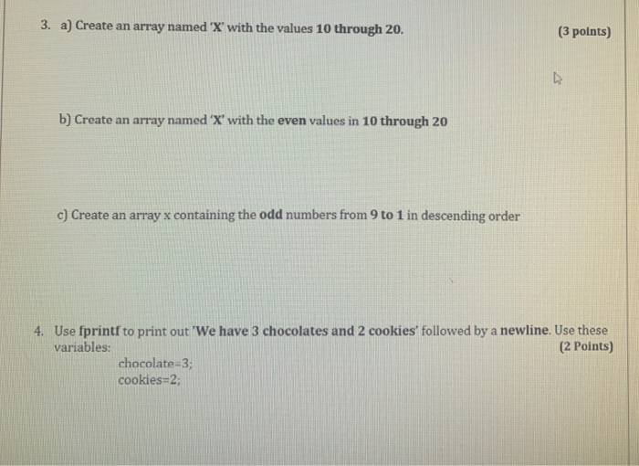 Solved 3 A Create An Array Named X With The Values 10 2737