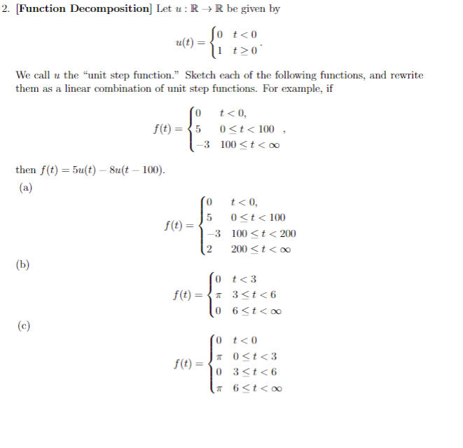Solved [Function Decomposition] ﻿Let u:R→R ﻿be given | Chegg.com