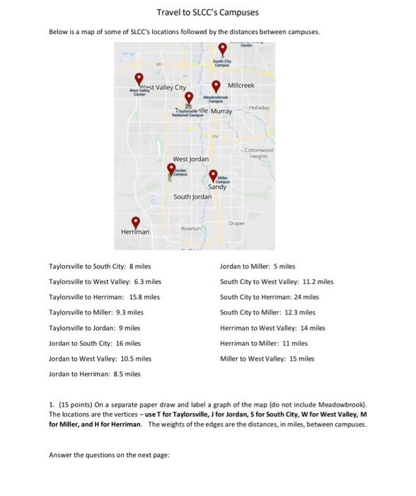Solved Below is a map of some of SLCC's locations followed | Chegg.com