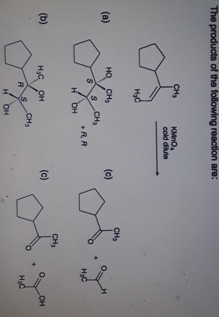 Solved The products of the following reaction are: CH3 KMnO4 | Chegg.com