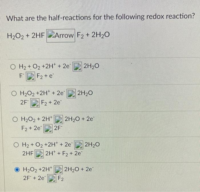 Solved What are the half-reactions for the following redox | Chegg.com
