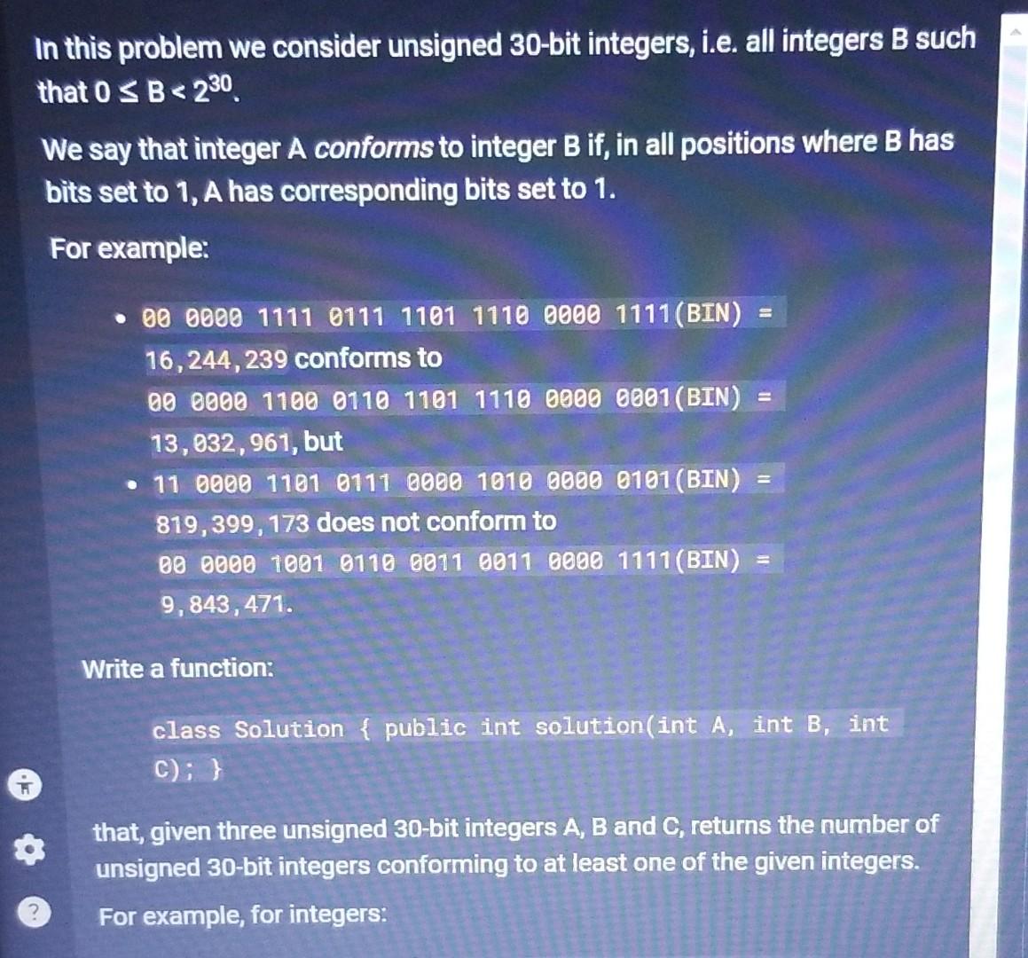 Solved this problem we consider unsigned 30-bit integers, | Chegg.com