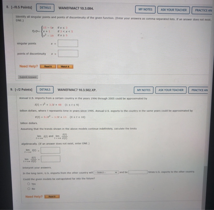 Solved 10. 1-/1 Points DETAILS WANEFMAC7 10.3.093 MY NOTES | Chegg.com