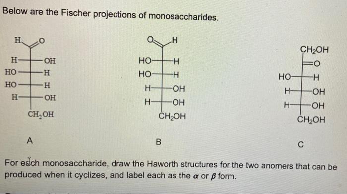 Solved Below are the Fischer projections of monosaccharides. | Chegg.com