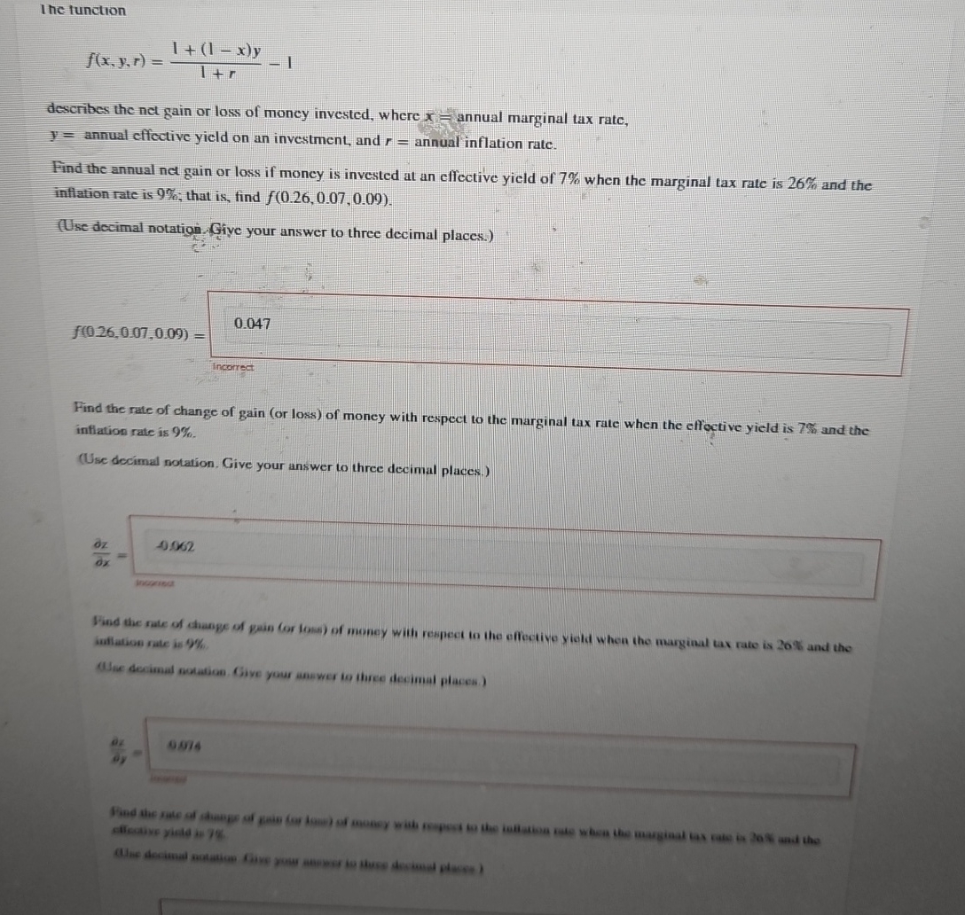 Solved The functionf(x,y,r)=1+(1-x)y1+r-1describes the net | Chegg.com