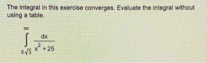 Solved The integral in this exercise converges. Evaluate the | Chegg.com