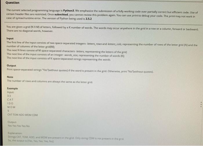Solved Question The current selected programming language is | Chegg.com