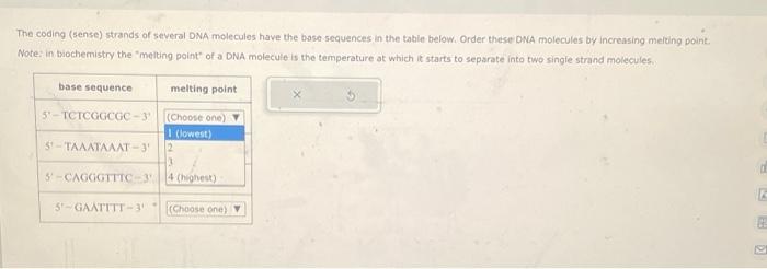 Solved The coding (sense) strands of several DNA molecules | Chegg.com
