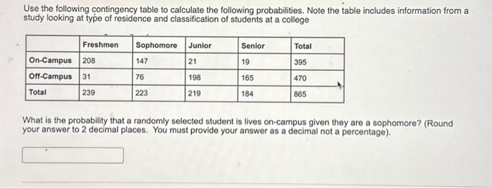 Solved Use the following contingency table to calculate the | Chegg.com
