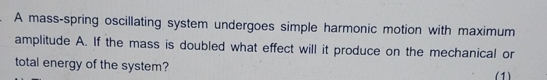 Solved A mass-spring oscillating system undergoes simple | Chegg.com