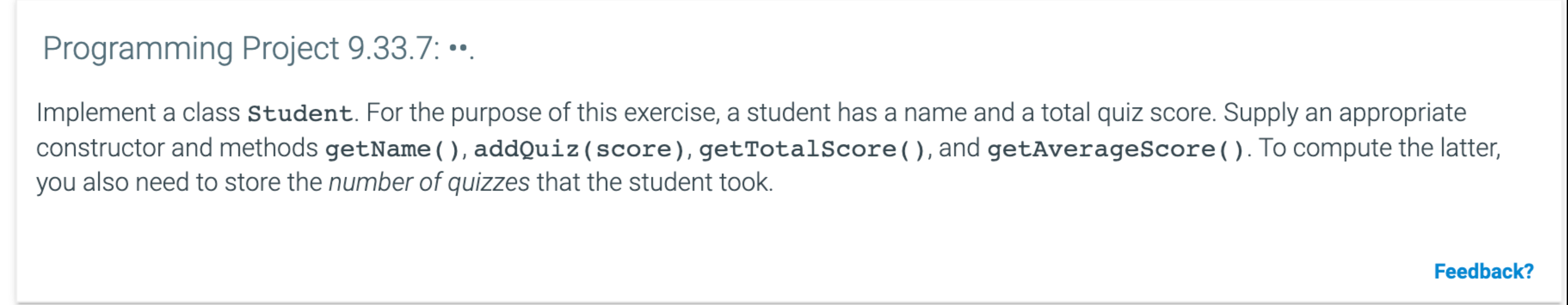 Solved Programming Project 9.33.7: *.Implement a class | Chegg.com