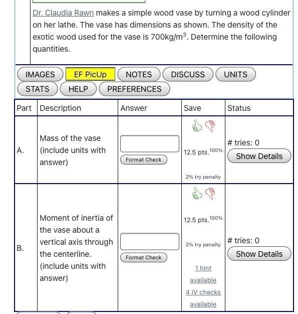 Solved Dr. Claudia Rawn makes a simple wood vase by turning | Chegg.com
