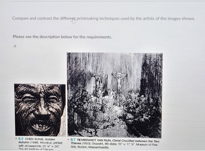 Compare and contrast the different printmaking | Chegg.com