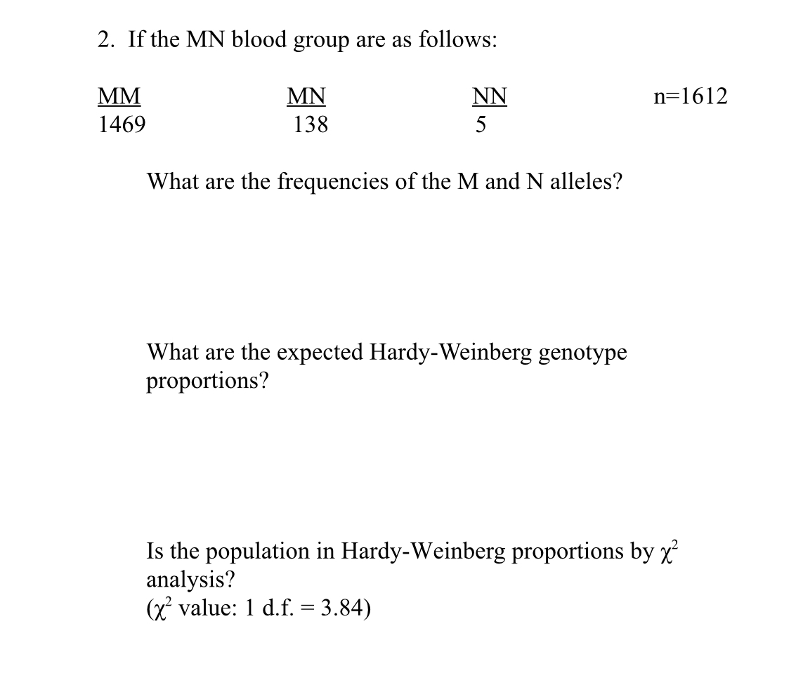 Solved If the MN ﻿blood group are as follows:What are the | Chegg.com