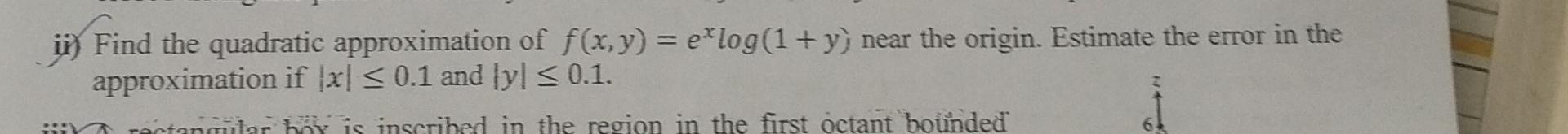 Solved ii) Find the quadratic approximation of | Chegg.com