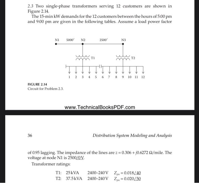 Solved 2.3 Two single-phase transformers serving 12 | Chegg.com