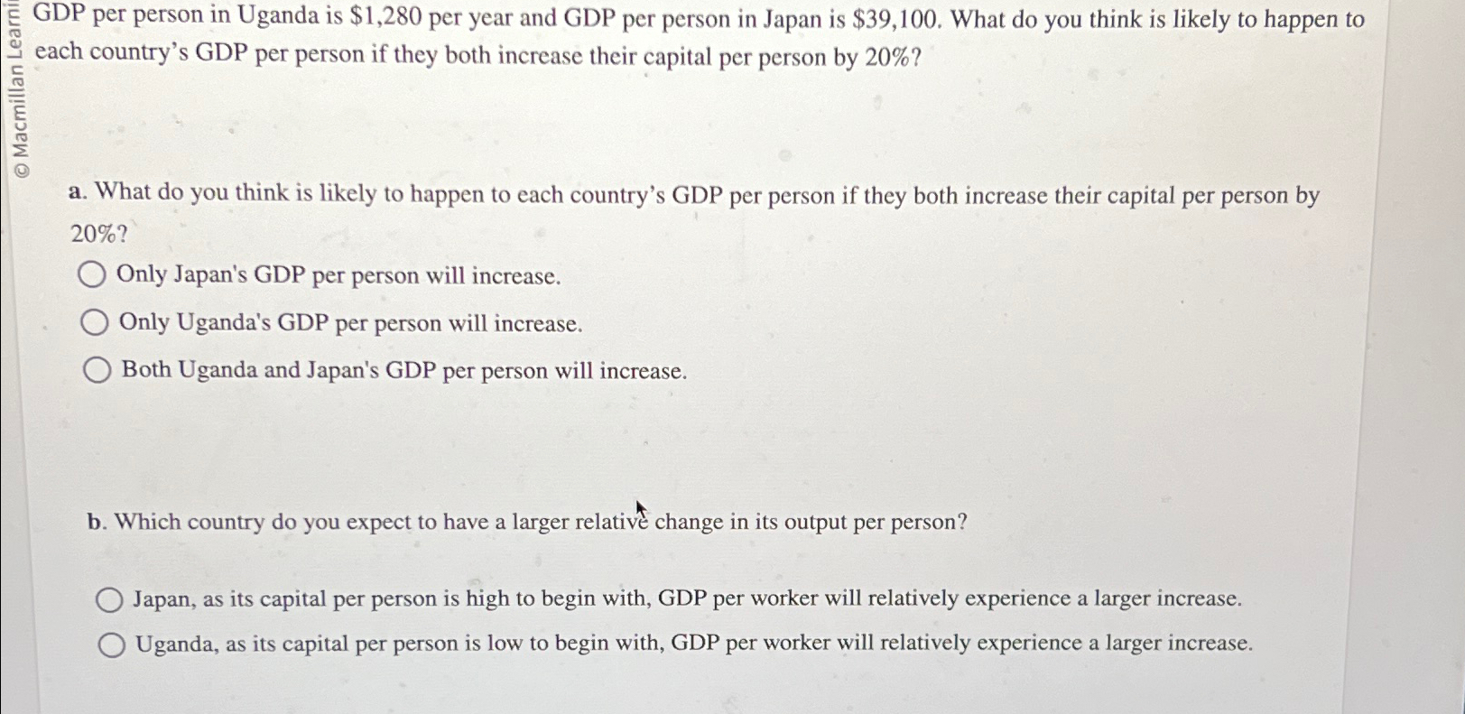 Solved GDP per person in Uganda is $1,280 ﻿per year and GDP | Chegg.com