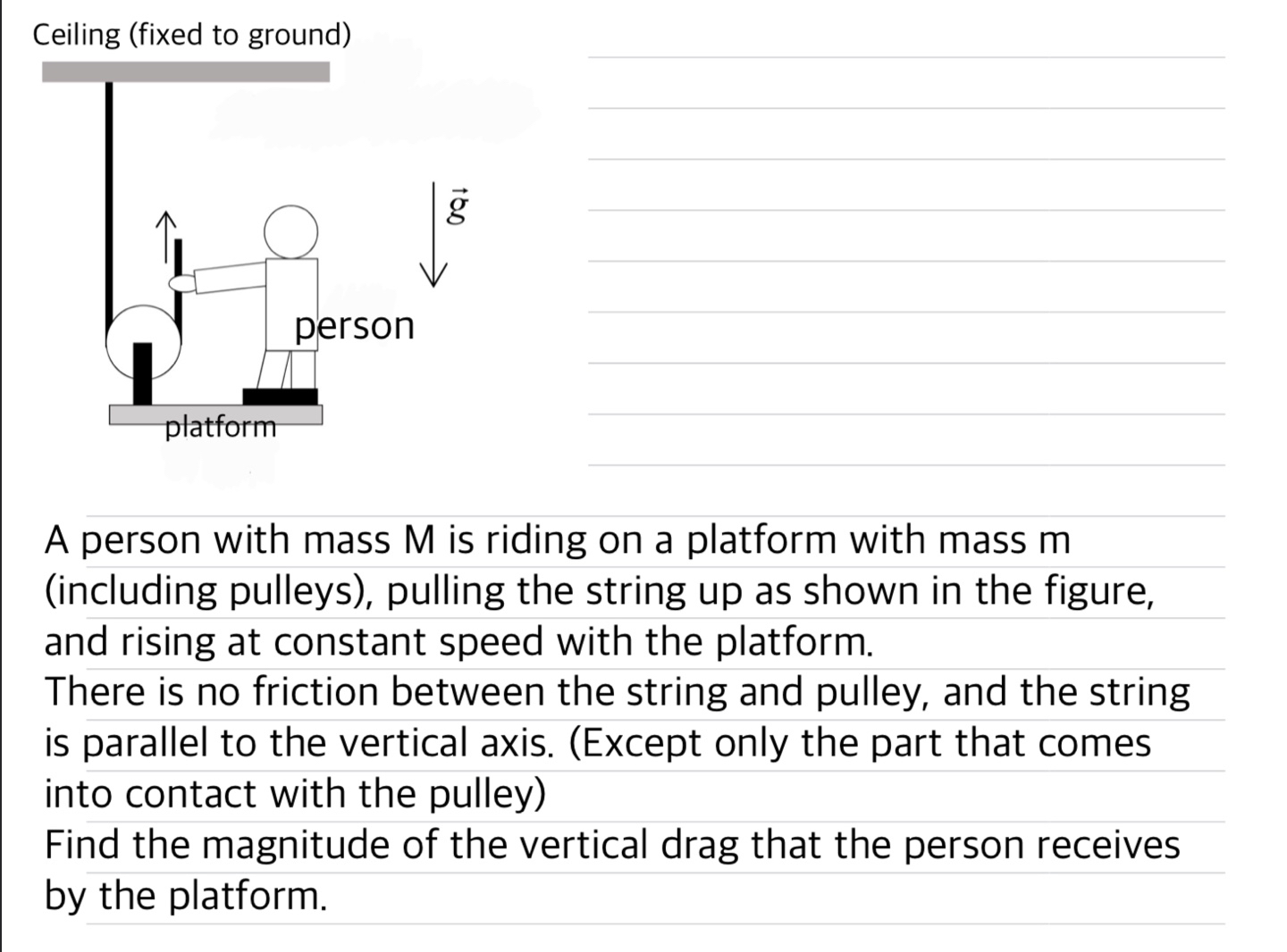 Solved A person with mass M ﻿is riding on a platform with | Chegg.com