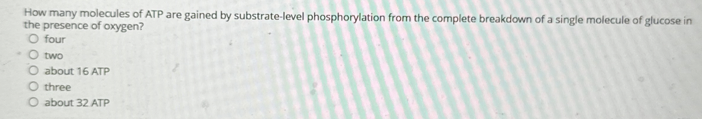 Solved How many molecules of ATP are gained by | Chegg.com
