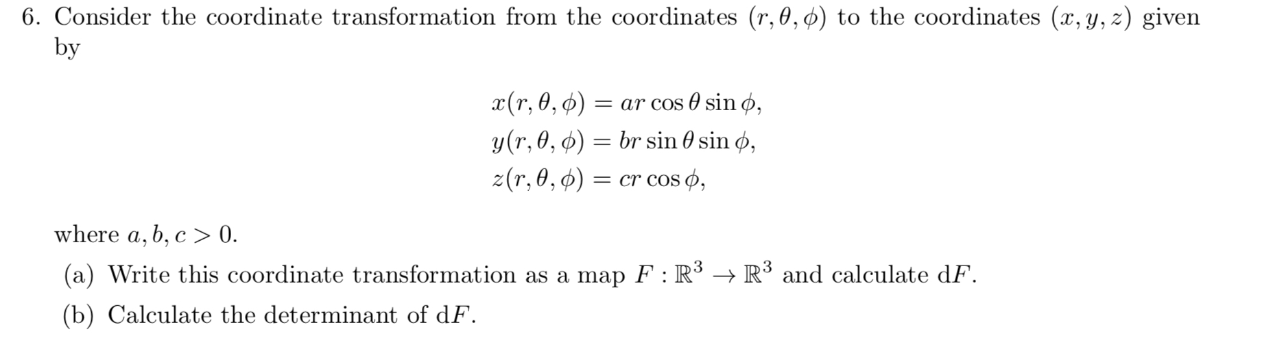 Solved Consider the coordinate transformation from the | Chegg.com