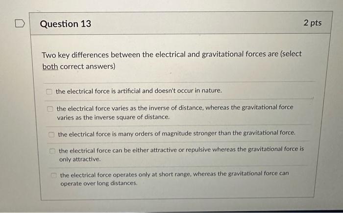 Solved Two key differences between the electrical and | Chegg.com