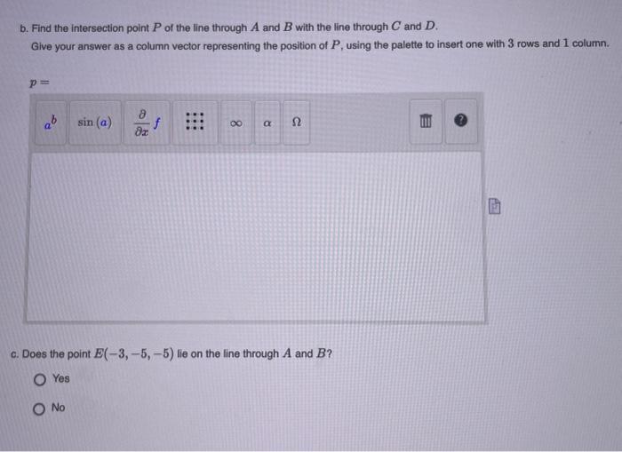 b. Find the intersection point P of the line through | Chegg.com