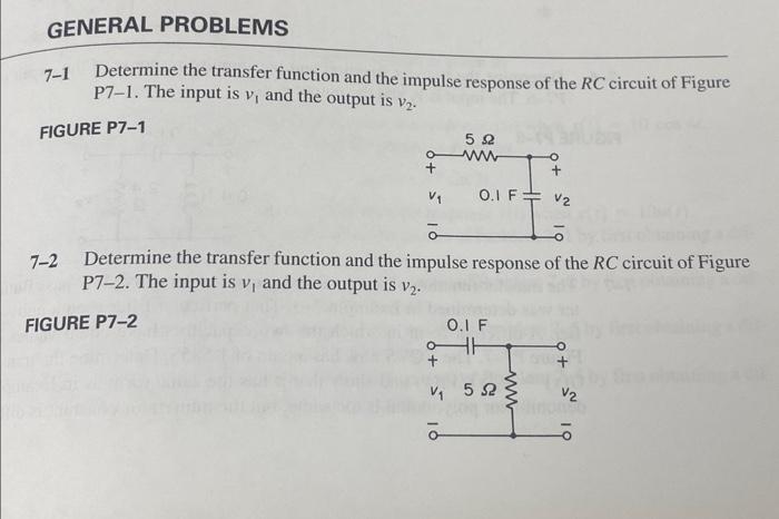 Solved 7-1 Determine the transfer function and the impulse | Chegg.com