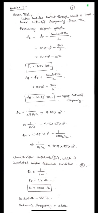RLC Filters 1. Design a passive Band-Pass filter that | Chegg.com