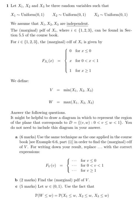 Solved 1 Let X1, X2 and X3 be three random variables such | Chegg.com