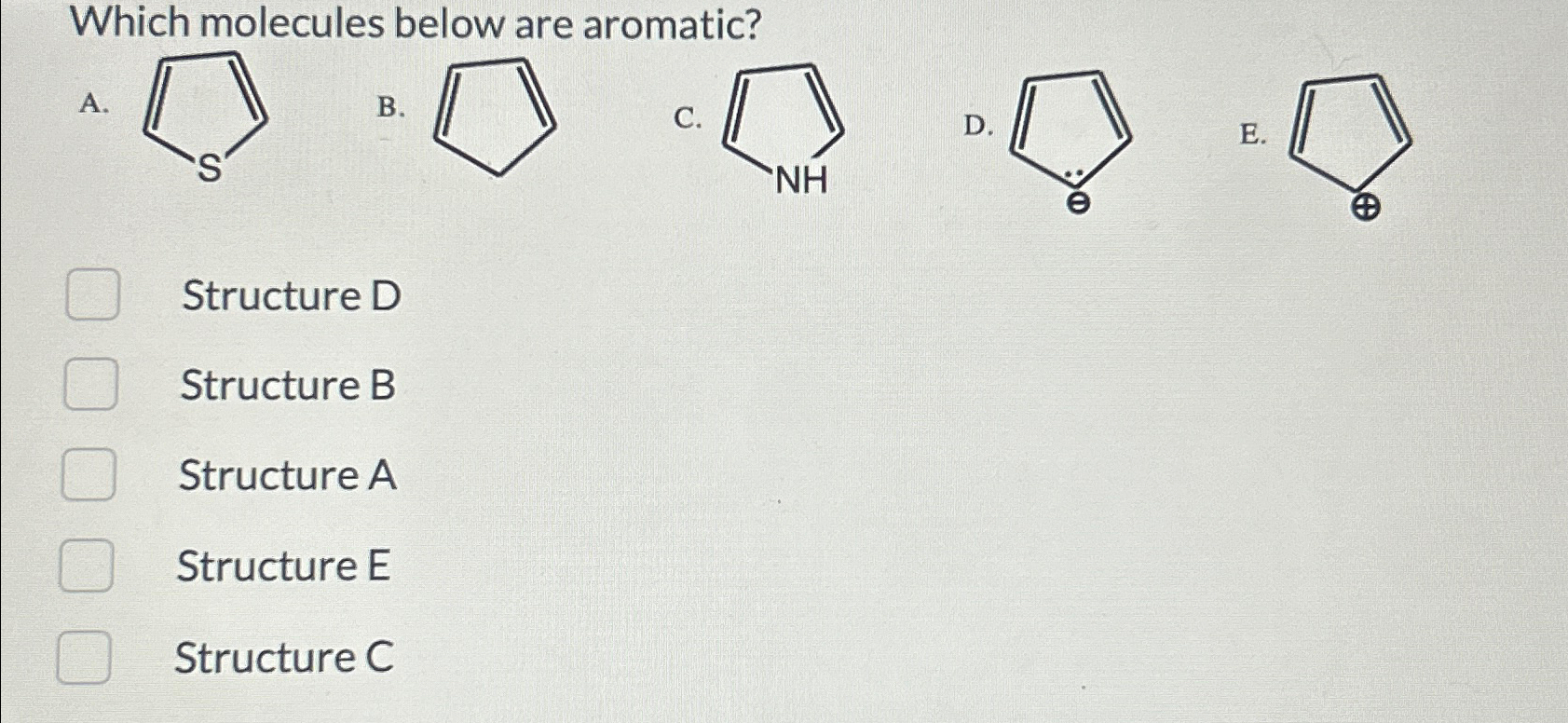 Solved Which molecules below are aromatic?AB.Structure | Chegg.com