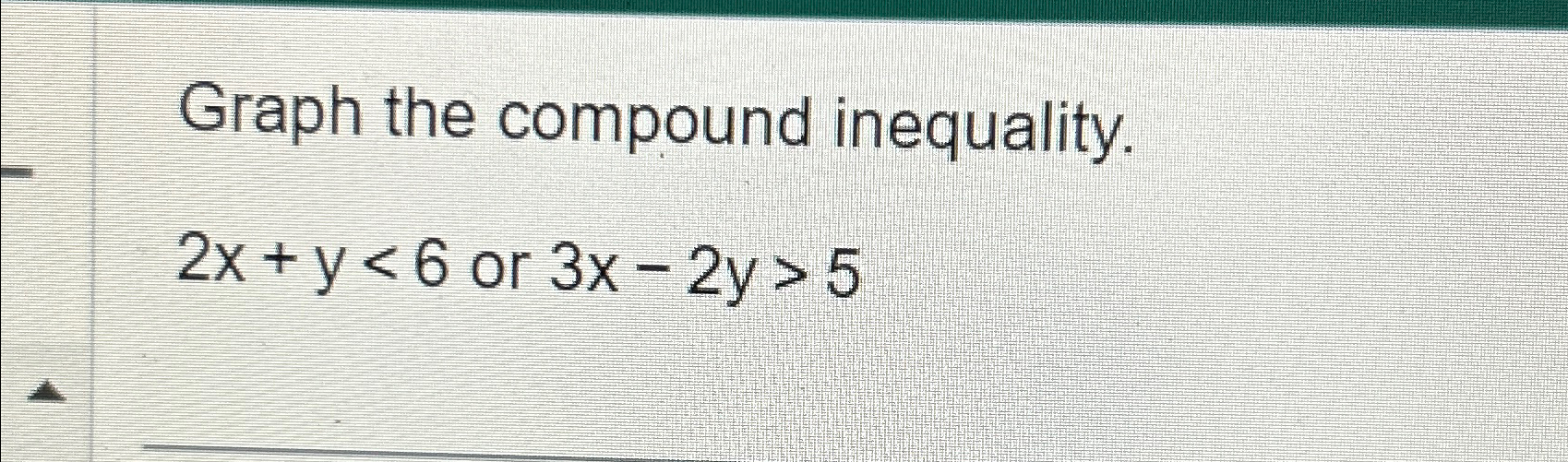 Solved Graph the compound inequality.2x+y 5 | Chegg.com