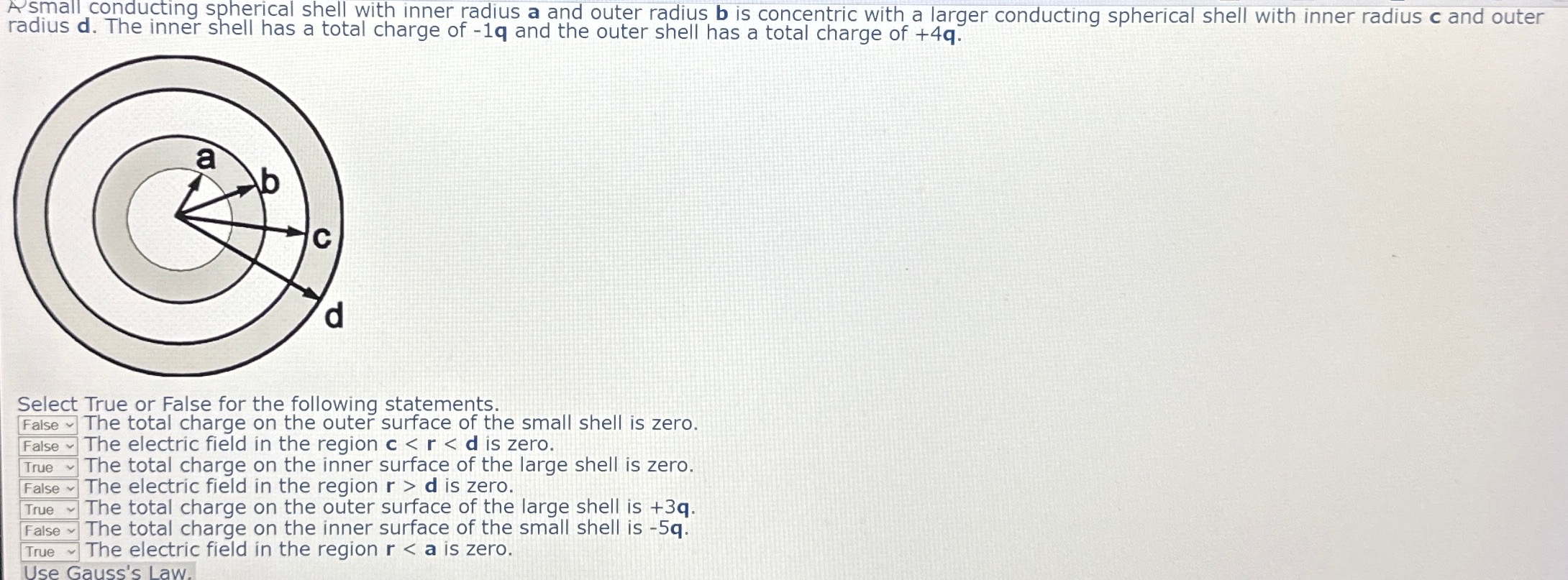 Solved A small conducting spherical shell with inner radius | Chegg.com