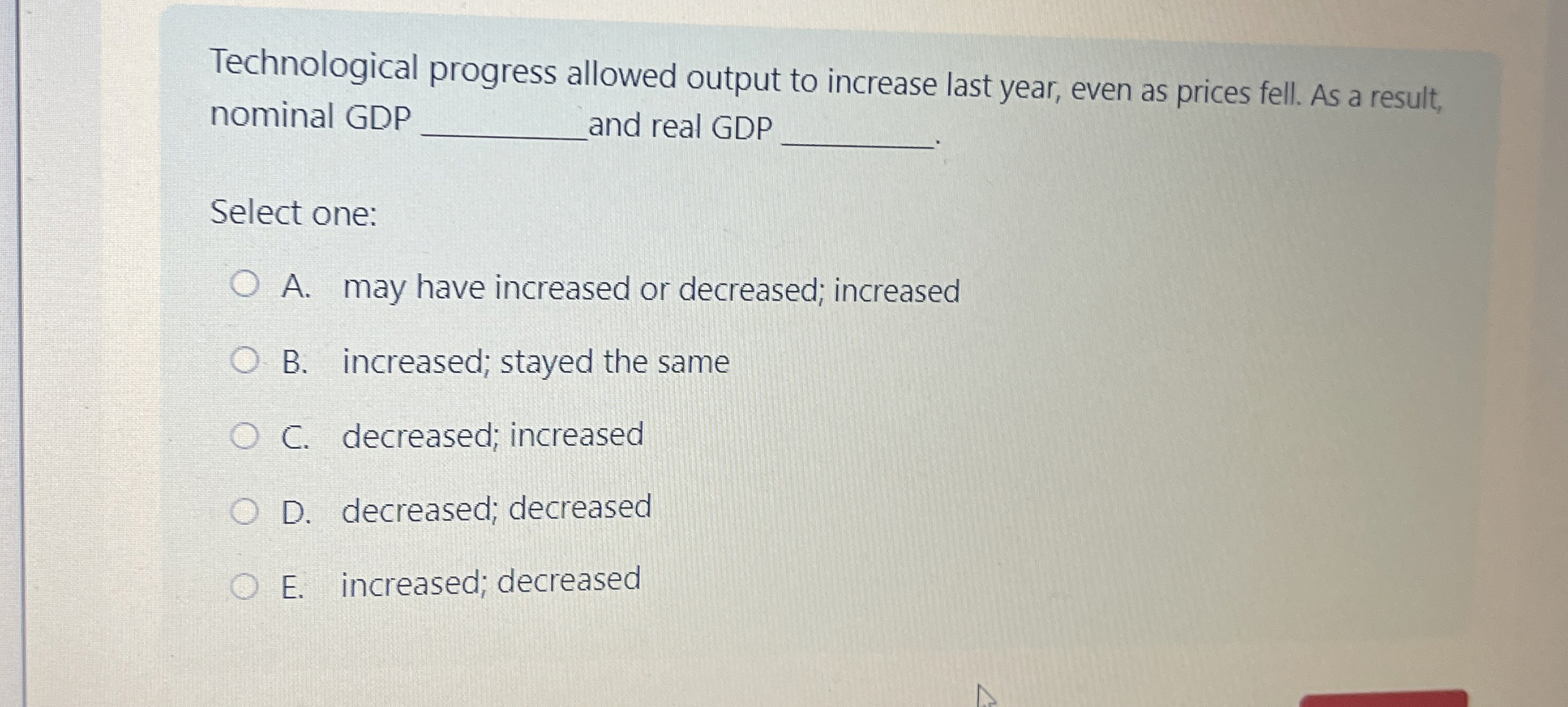 Solved Technological progress allowed output to increase | Chegg.com